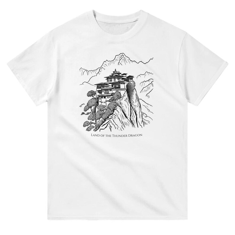 Unique Bhutan Tee, Thunder Dragon T-shirt, Cultural Skyline Shirt, Land ...
