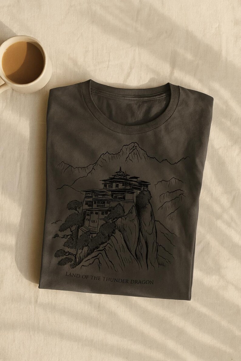 Unique Bhutan Tee, Thunder Dragon T-shirt, Cultural Skyline Shirt, Land ...