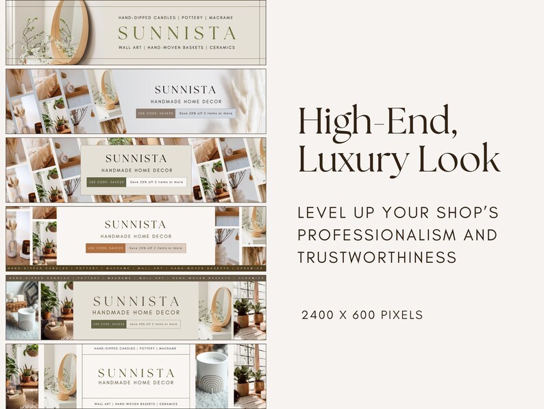 Set of 10 Etsy Shop Banner Templates for Professional and Elegant ...