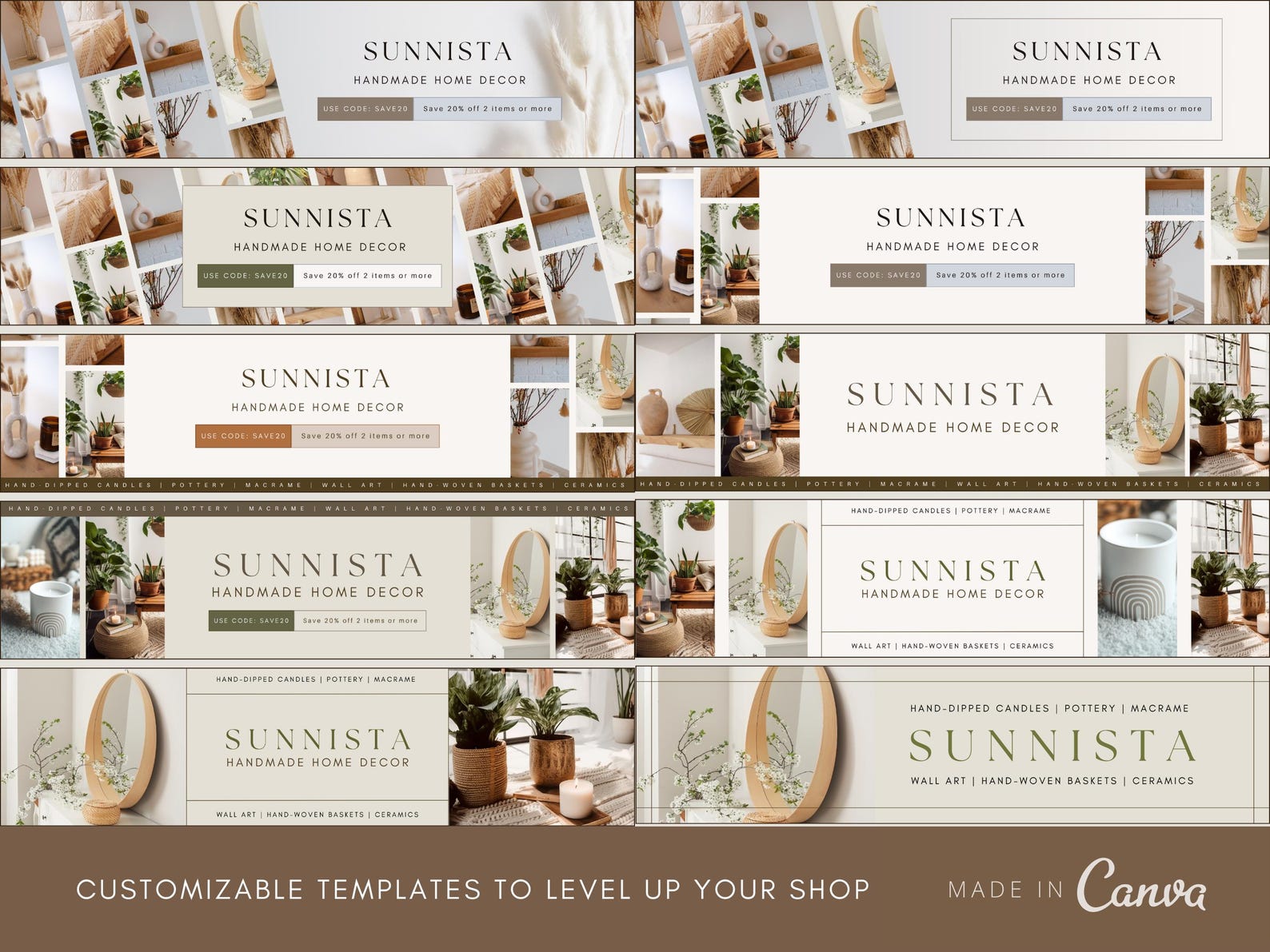 Set of 10 Etsy Shop Banner Templates for Professional and Elegant ...