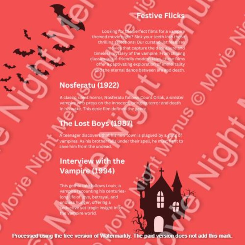 Vampire Movie Night, Movie Night Menu, Halloween Movie Night, Vampire ...
