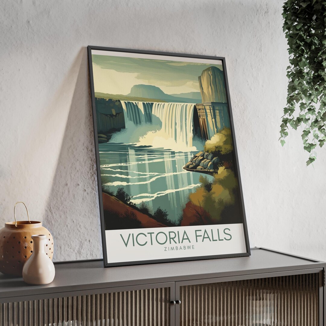 Victoria Falls Travel Poster With Frame, Zimbabwe, Victoria Falls ...