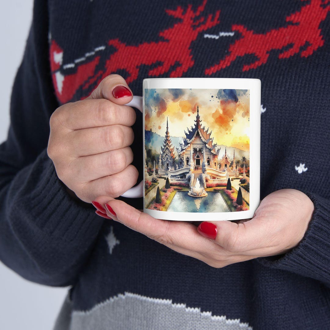 Wat Rong Khun Temple Ceramic Mug, Asian Souvenir, Thailand Travel Theme ...