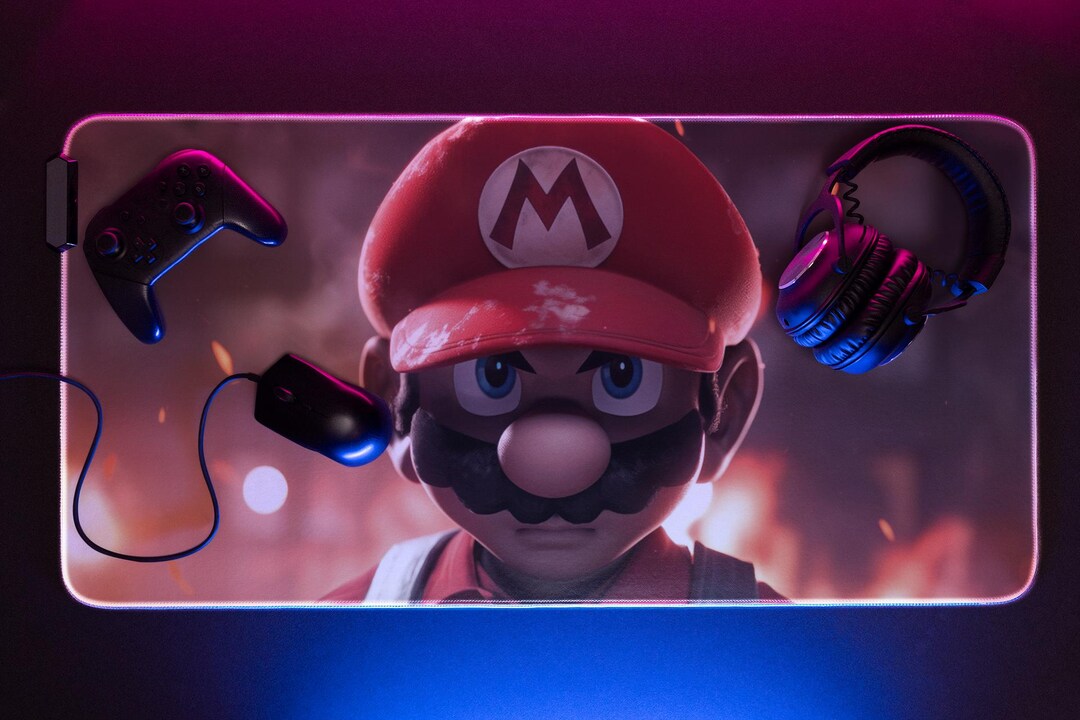 Super Mario Desk Mat, Office Gaming Hybrid Mat, Custom RGB Mouse Pad ...