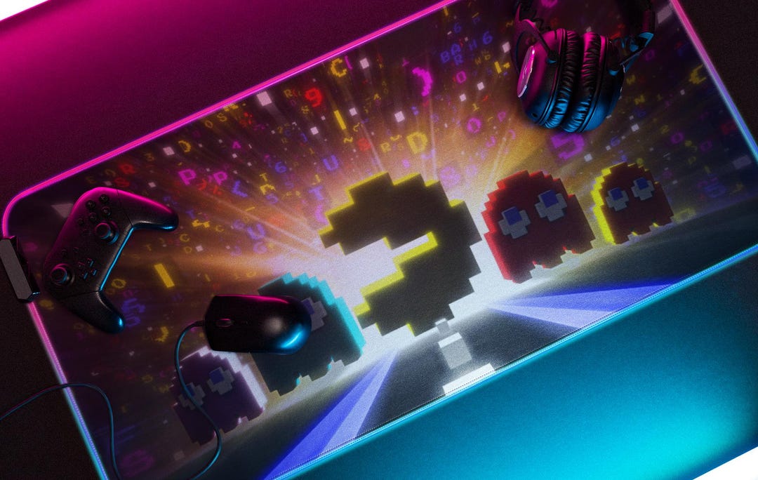 Pacman Desk Mat, Handmade Gift, Videogame Desk Mat, Gaming, Office ...