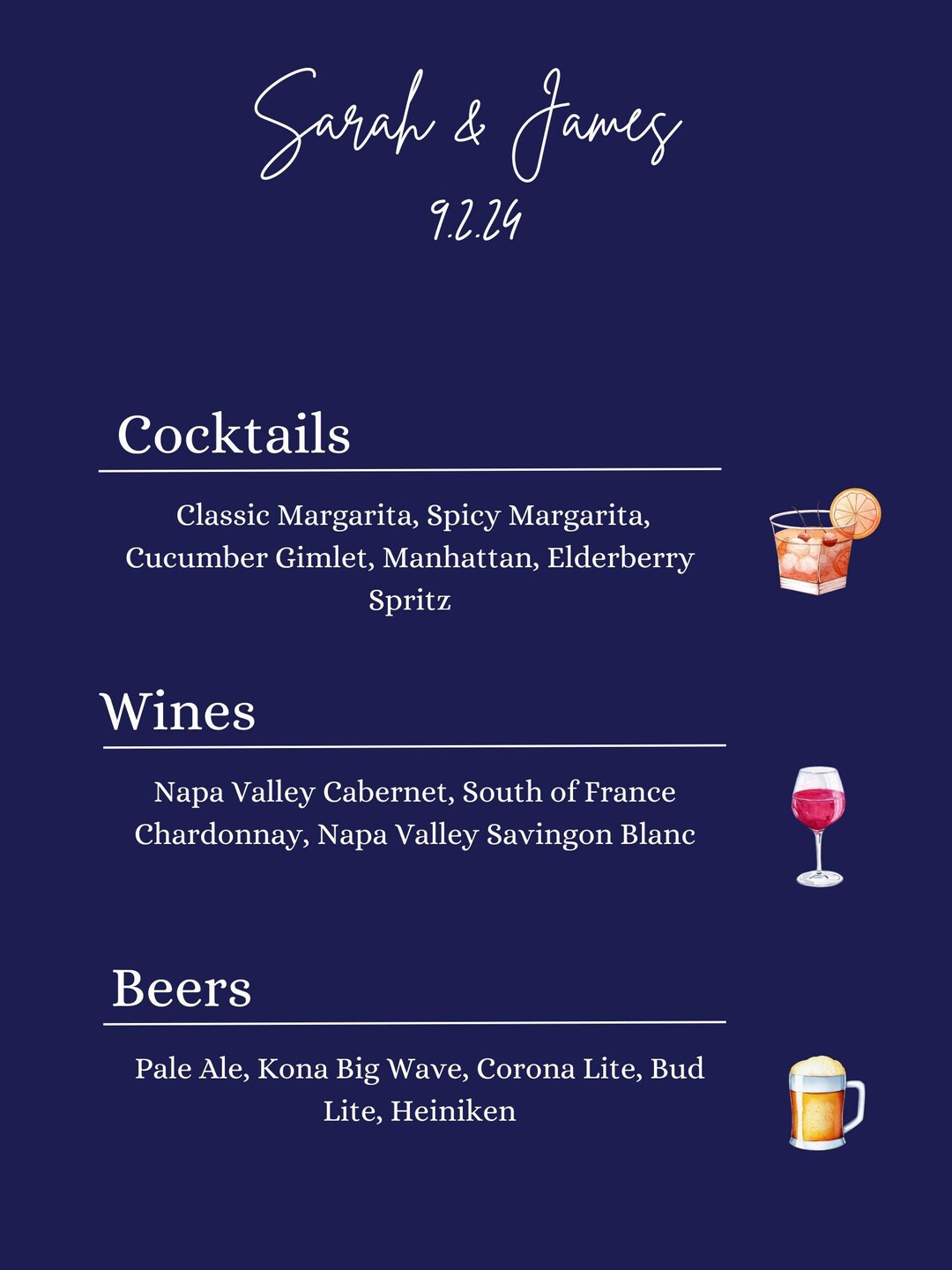 Editable Bar Menu Template, Wedding Drink Menu Signage, Custom Wedding ...