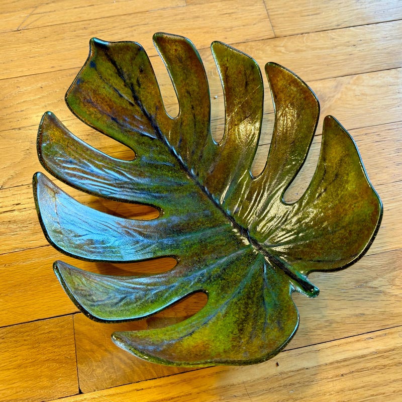 Fused Glass Leaves Bowl - Etsy