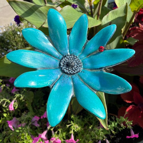 Blue Flower Glass Garden Art - Etsy