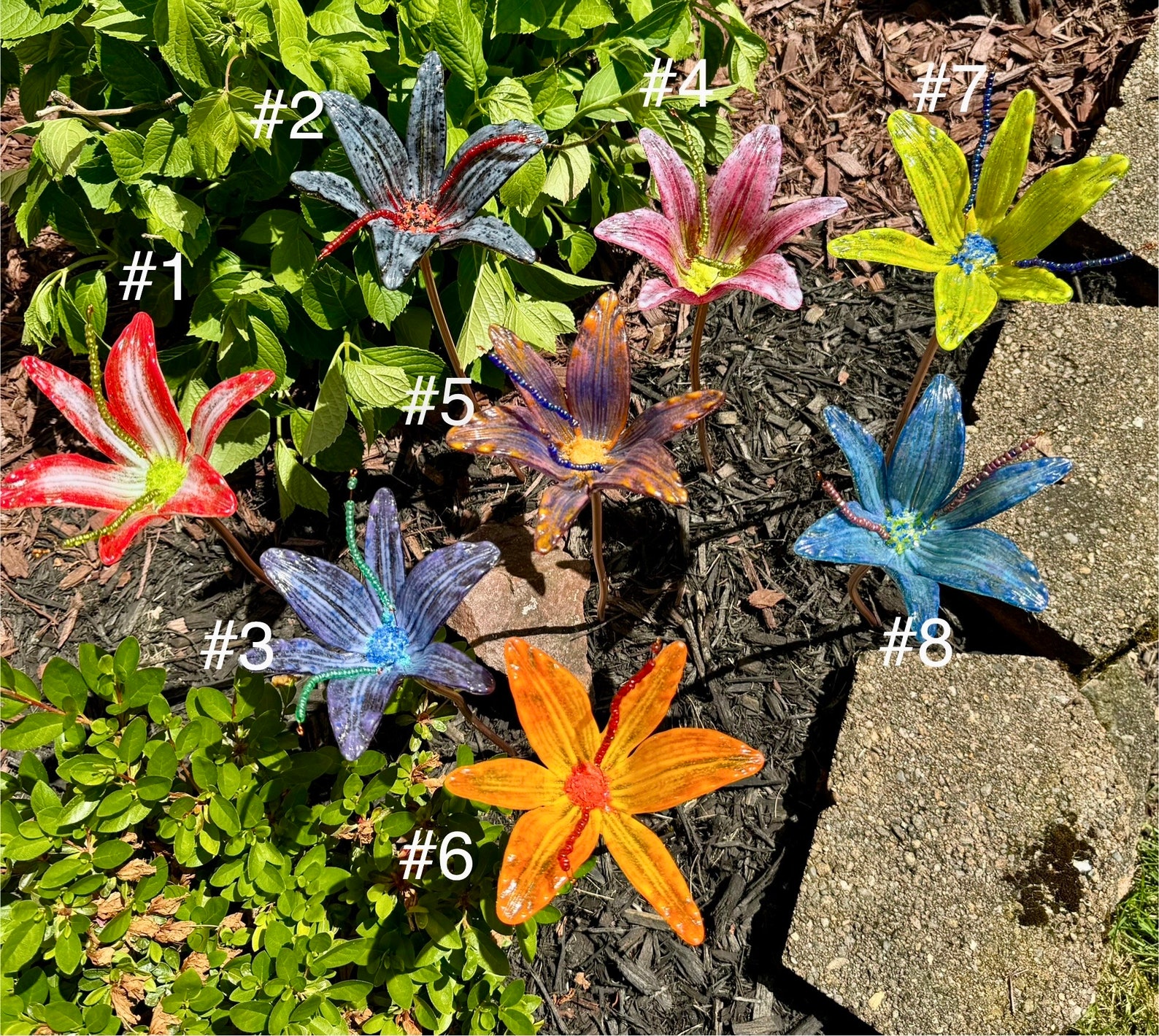 Glass Yard Art Lily Fused Glass Glass Flower for the Garden Garden ...