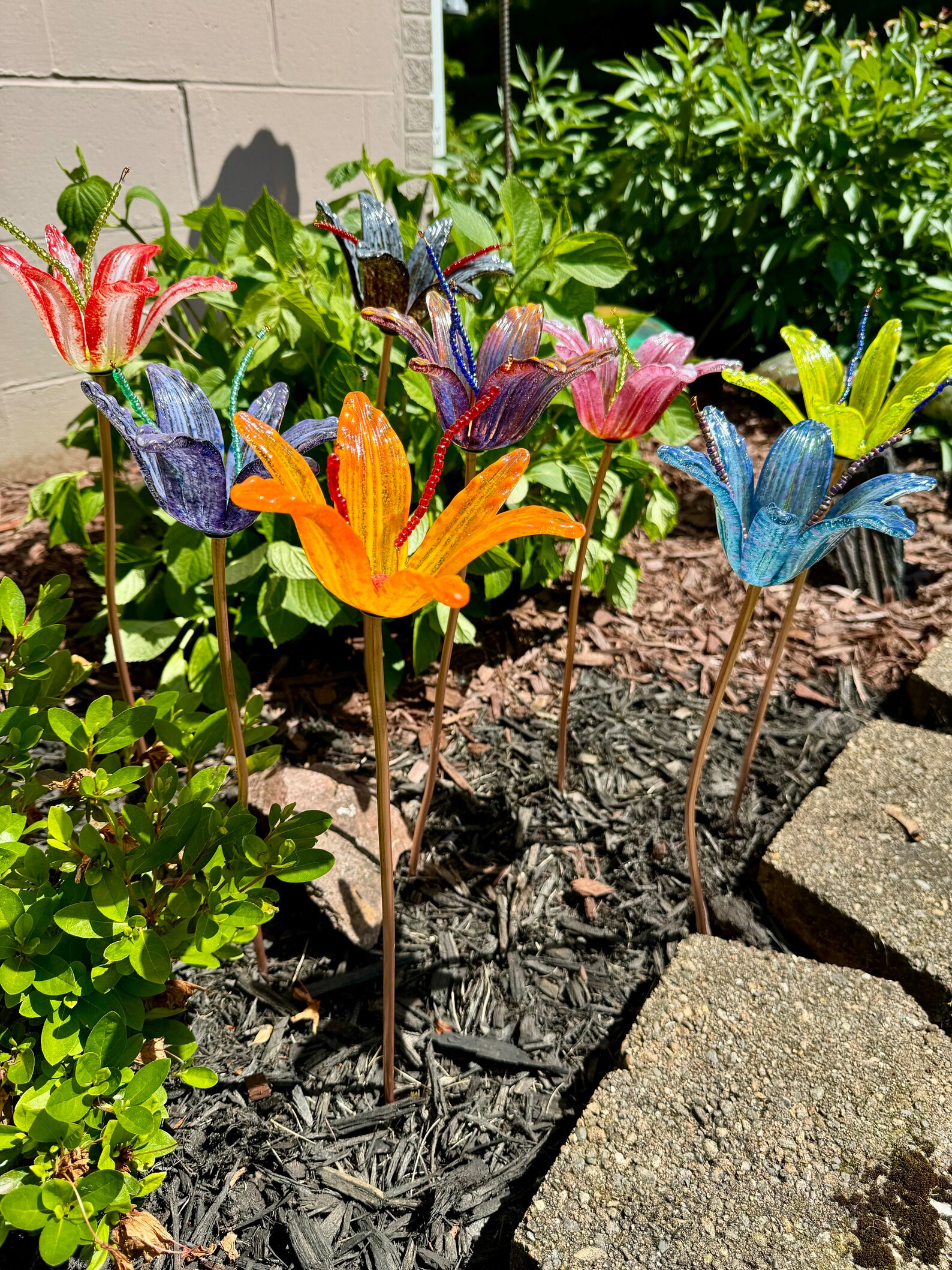 Glass Yard Art Lily Fused Glass Glass Flower for the Garden Garden ...