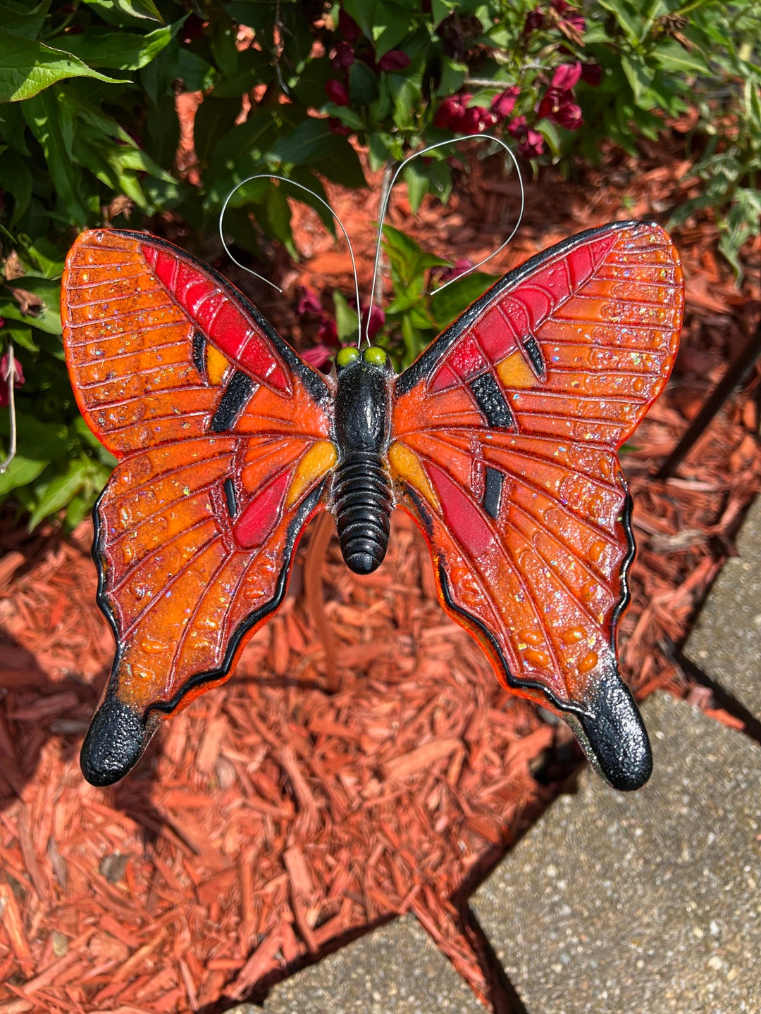Glass Butterfly Yard Art Garden Stake / Glass Yard Art - Etsy