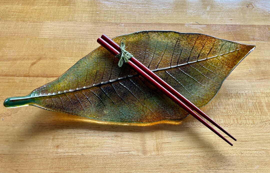 Sushi Serving Set Sushi Dish Fused Glass Sushi Dish Chopsticks Leaf ...