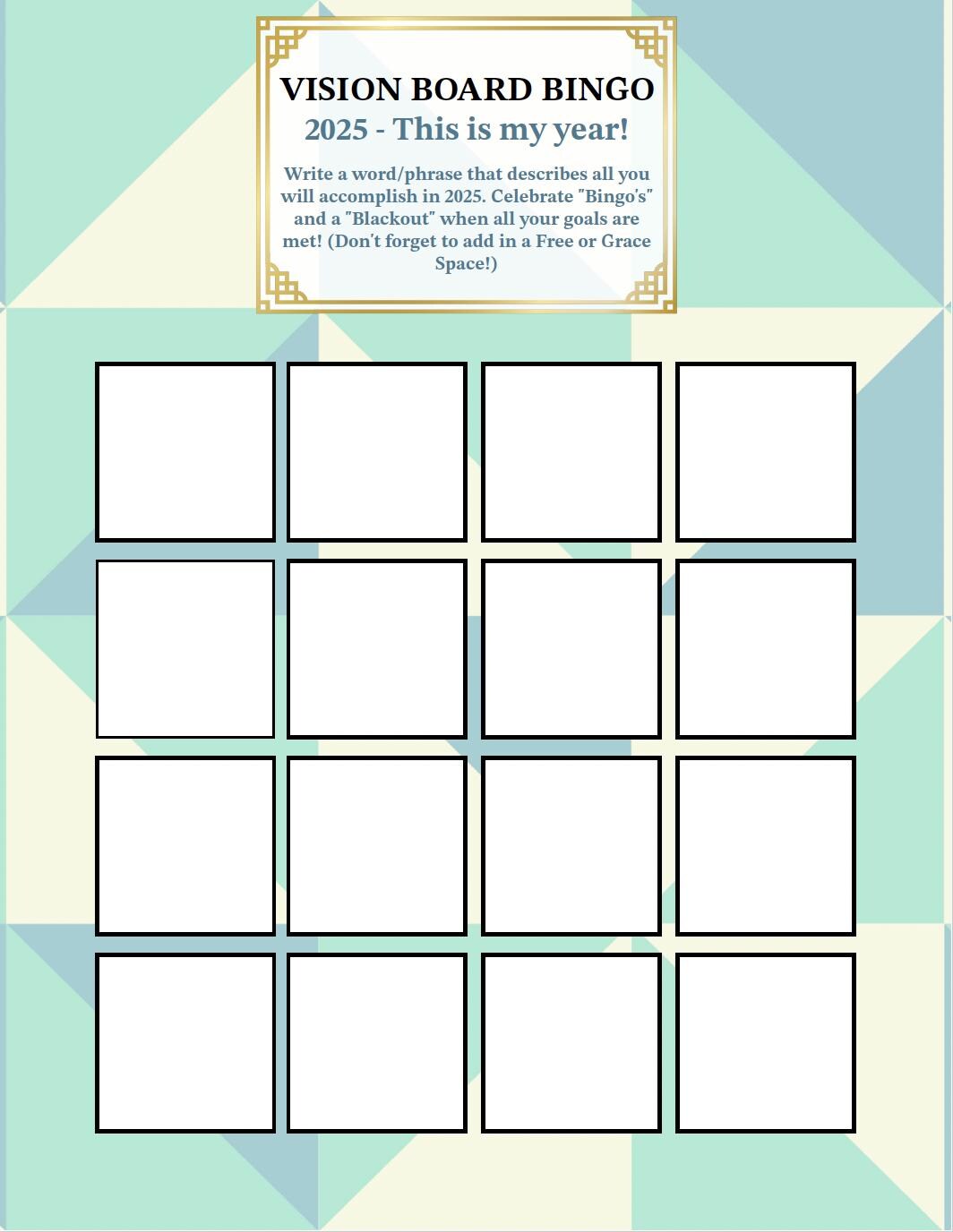 Vision Board Bingo 2025 - Geometric - Etsy