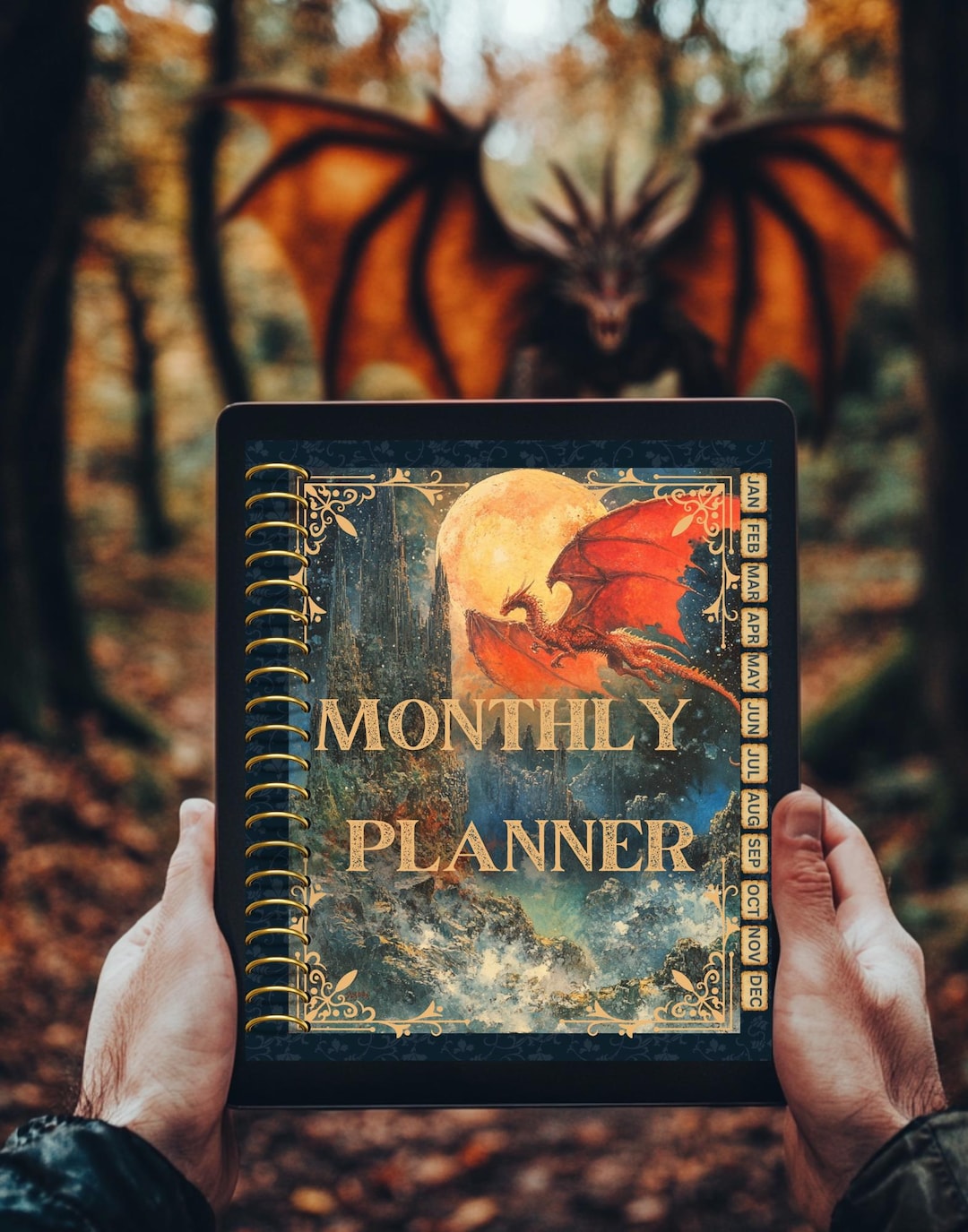 Digital Monthly Planner, Vintage Fantasy Planner, iPad Monthly Planner ...