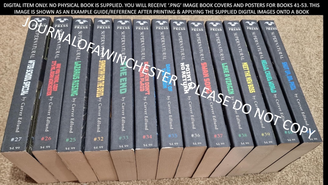 Supernatural Carver Edlund Book Cover DIGITAL .pngs Books 41-53 ...