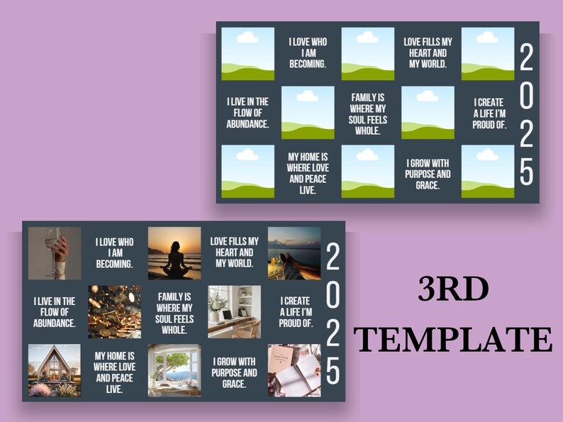 Vision Board Template 2025 Digital Vision Board Manifestation Goal Setting Canva Template ...