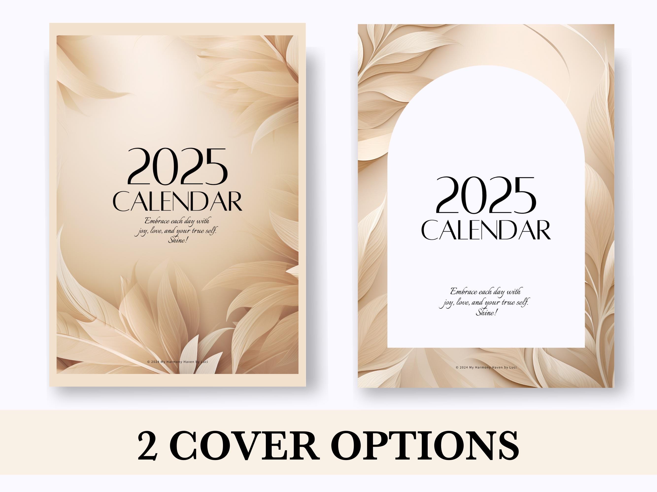 Editable Canva Calendar 2025 Beige Aesthetic Sunday Start Monday ...