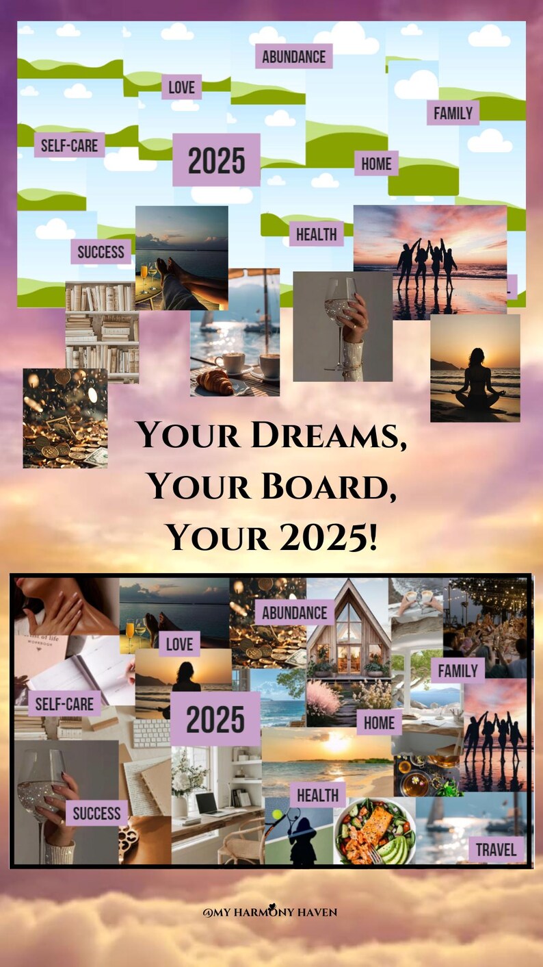 Vision Board Template 2025 Digital Vision Board Manifestation Goal ...