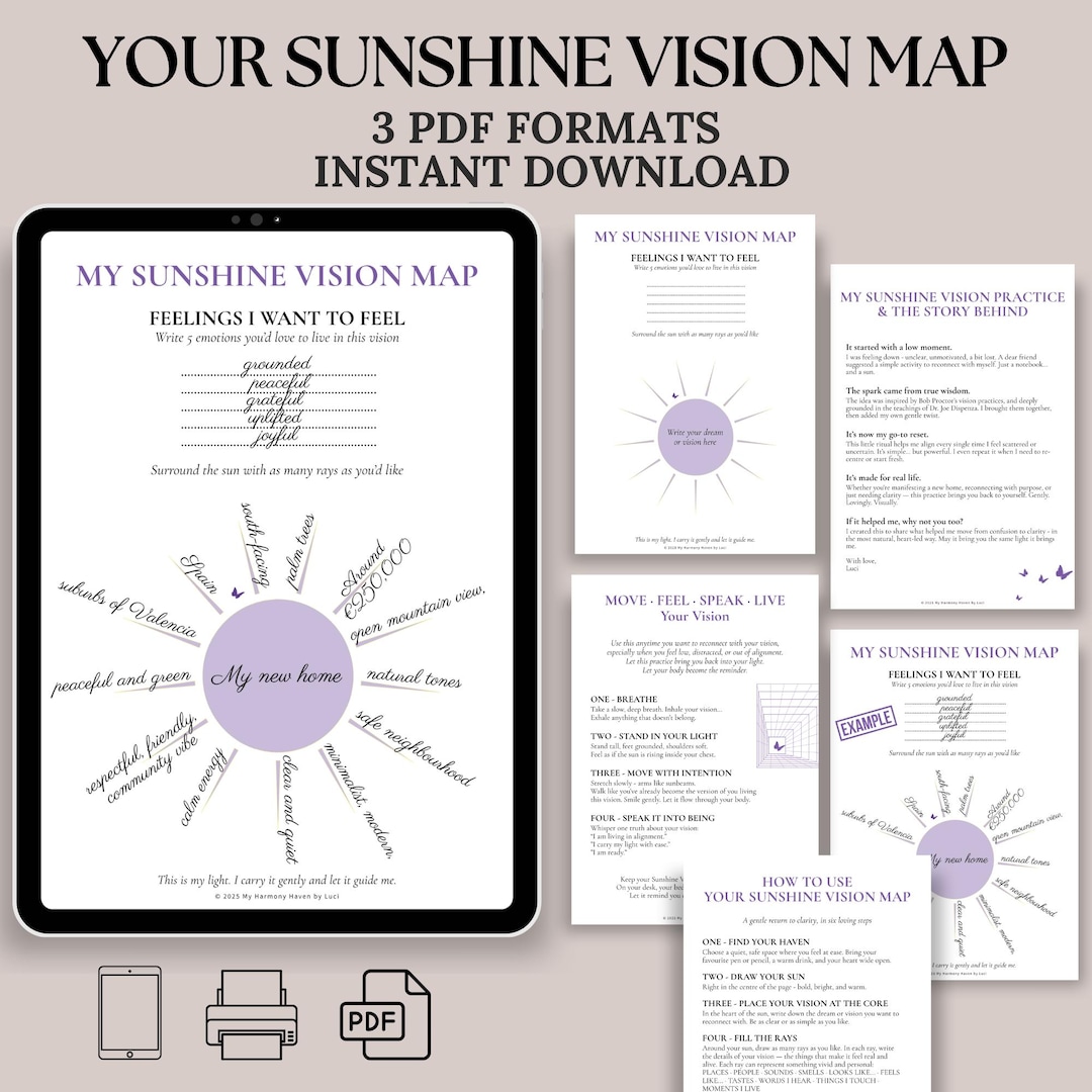 Vision Board Printable Manifestation Planner Digital Worksheet Goal ...