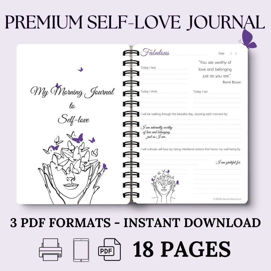 Self Care Journal PDF Mental Health Journal Self Love Digital Purple ...