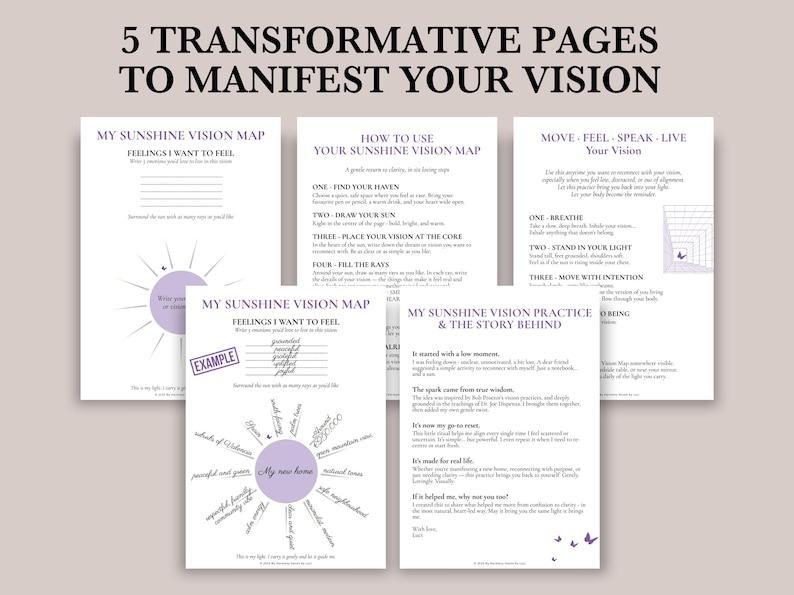 Vision Board Printable Manifestation Planner Digital Worksheet Goal ...