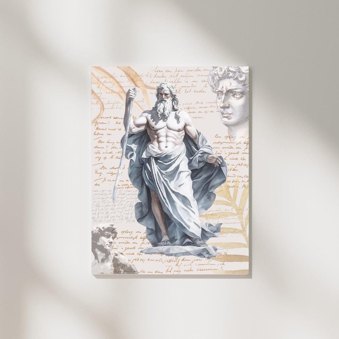 Majestic Zeus Statue Digital Art Print Stunning Greek Mythology ...