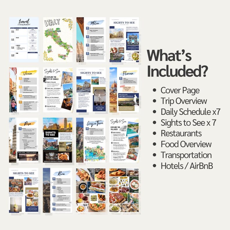 Italy Travel Itinerary Template | Printable Planner Guide | Fully ...