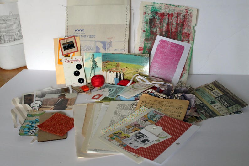 Mixed Media Destash Ephemera Pack | 60+ Miscellaneous Papers, Fibers ...