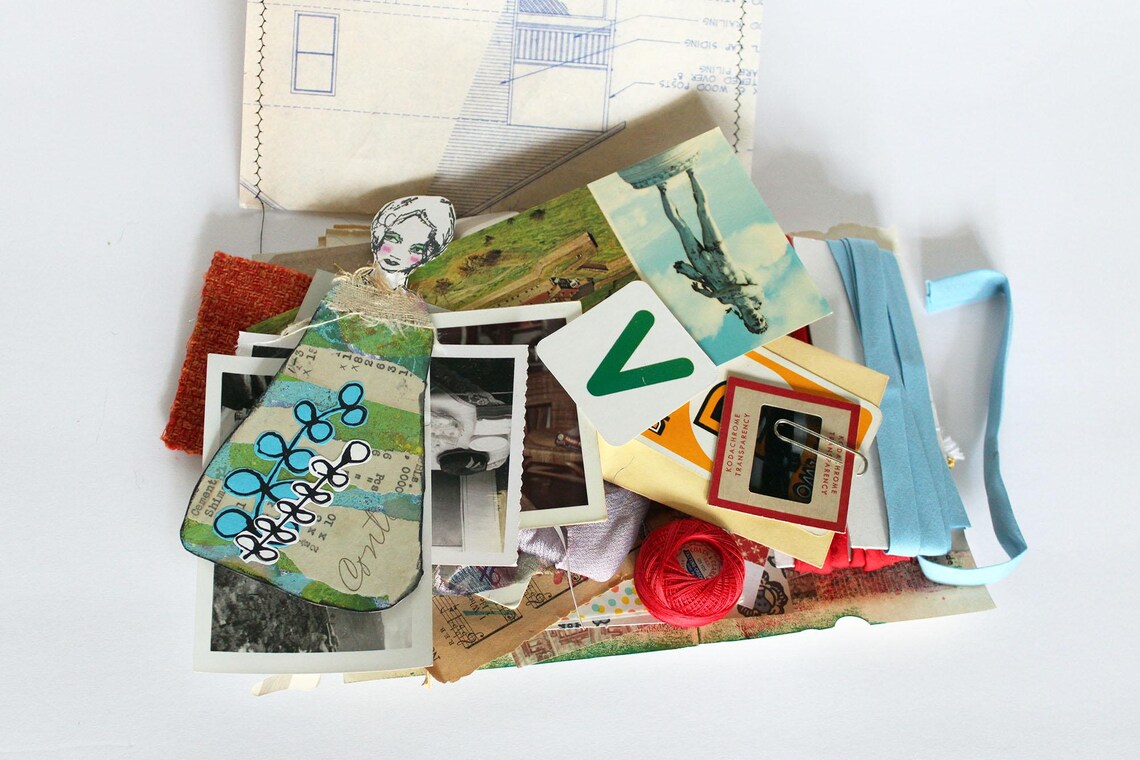 Mixed Media Destash Ephemera Pack | 60+ Miscellaneous Papers, Fibers ...