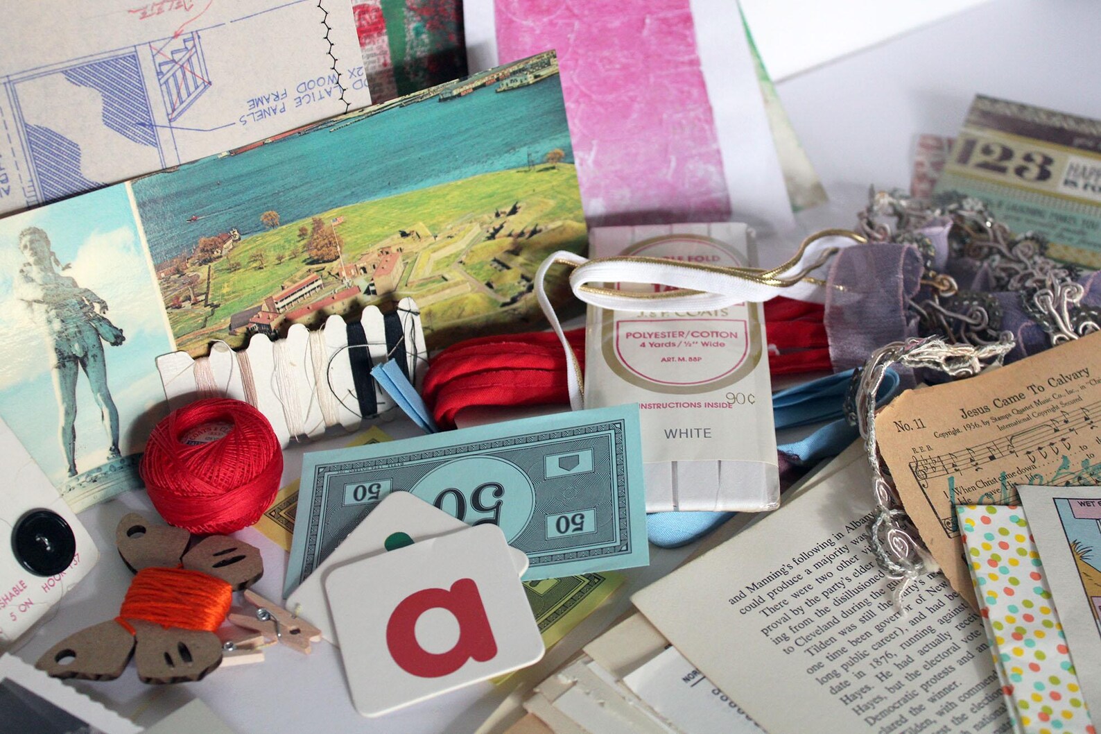 Mixed Media Destash Ephemera Pack | 60+ Miscellaneous Papers, Fibers ...