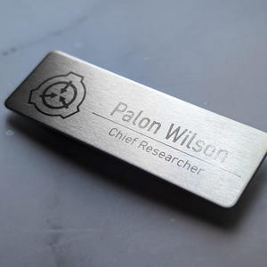 SCP Foundation Agent Nameplate, Stainless Steel Name Badge - Etsy