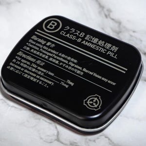 SCP Foundation Class B Amnestics Tablet Tin, Laser Engraved Mini ...