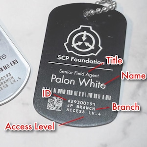SCP Foundation Agent Personalized Dog Tag, Necklace or Keychain, Silver ...