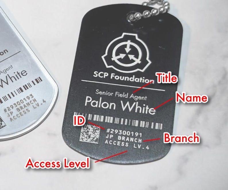Personalized SCP Agent Dog Tag Necklace or Keychain, Cosplay Props - Etsy