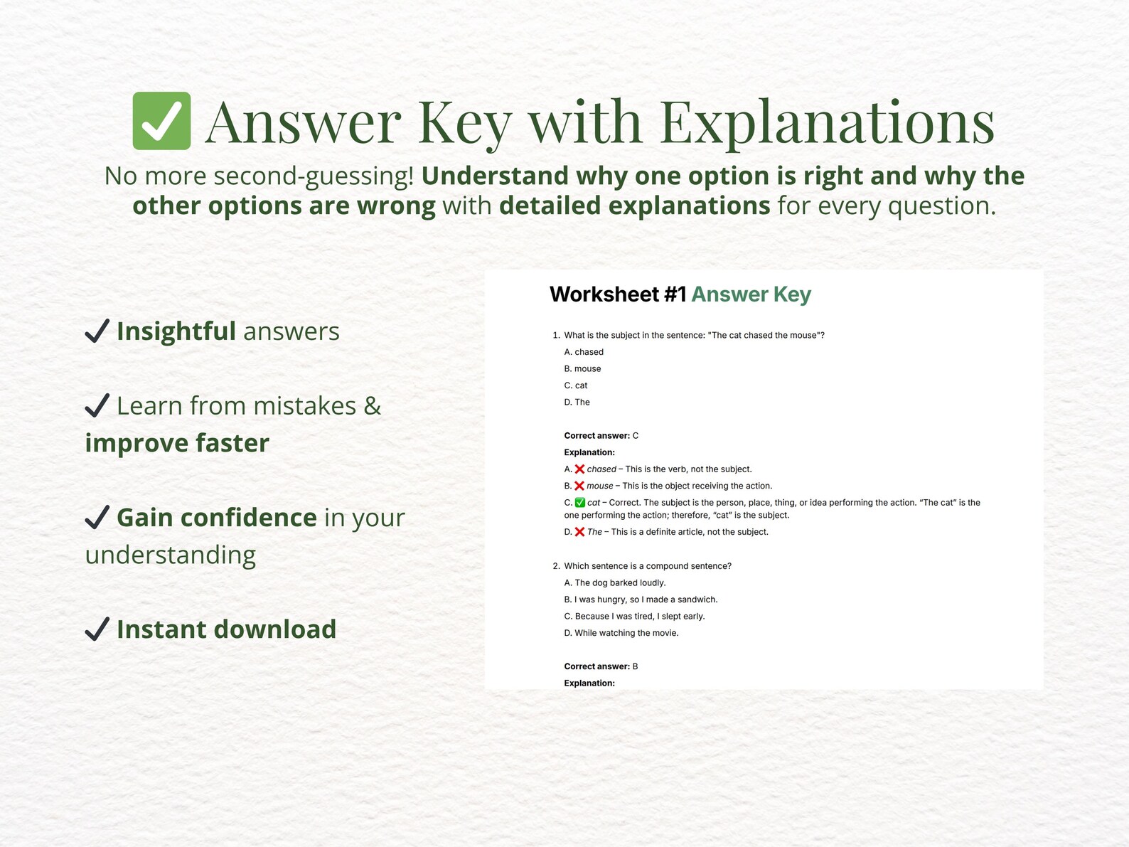 Sentence Structure Worksheet: English Grammar Lesson (PDF Downloadable ...