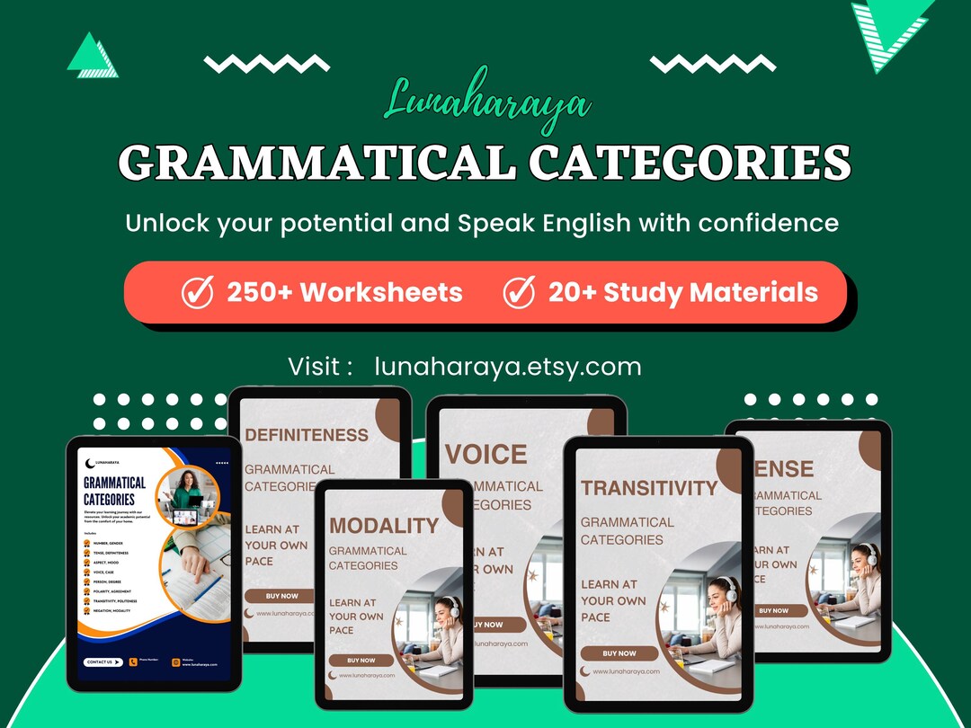 Grammar Categories Guide: ESL Learning, Worksheets (PDF Download) - Etsy