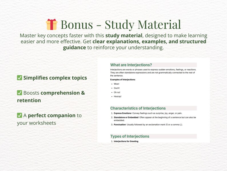 Interjections Grammar Worksheet: English Lesson Plan (PDF Downloadable ...