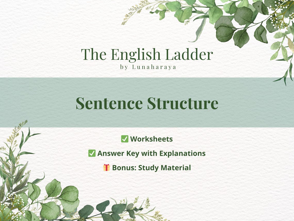 Sentence Structure Worksheet: English Grammar Lesson (PDF Downloadable ...