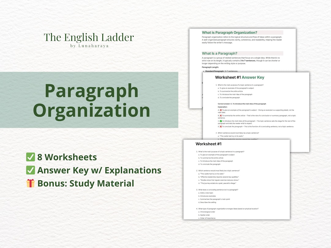 Paragraph Writing Skills Guide: ESL, Homeschool (PDF Downloadable ...