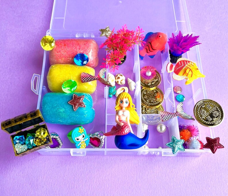 Mermaid Playdough Kit – Sensory Play Jar, Kids Party Favour, Ocean ...