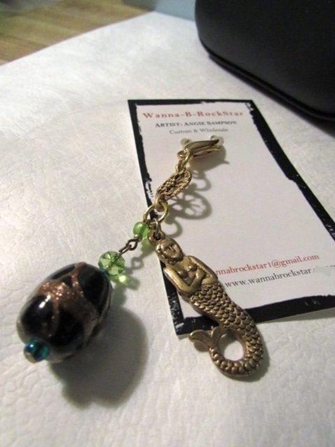 3-D Gold Siren Mermaid Charm Zipper Pull: Goddess Green Bauble - Etsy