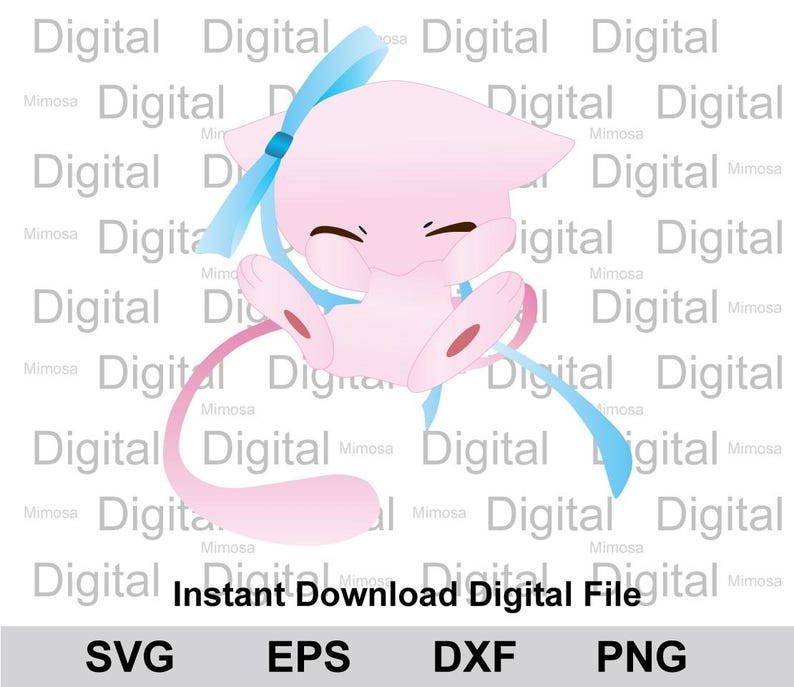 Happy Mew Svg, Pokemon, Cute Pink Mew Cartoon Svg, Mew Clipart, Cat ...