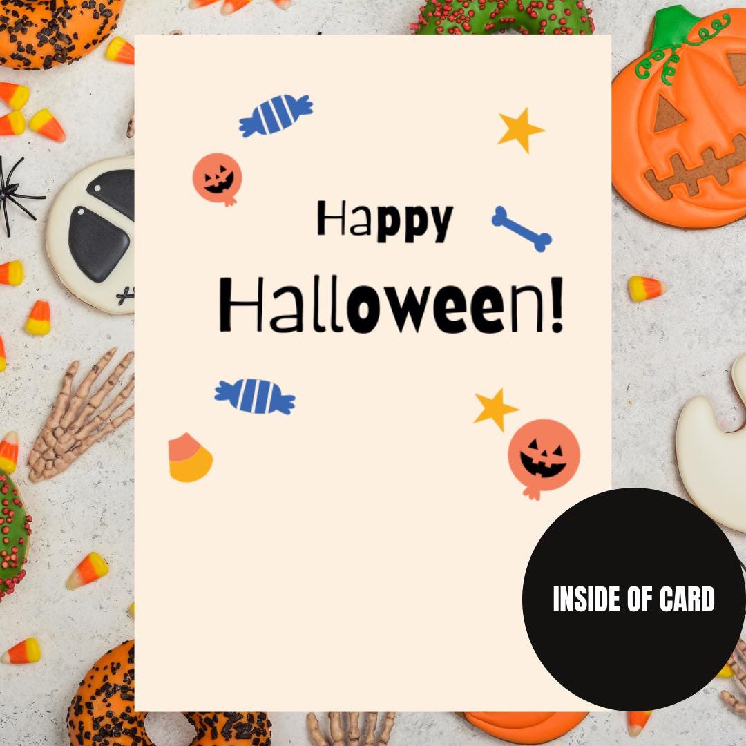 Halloween Greeting Card Printable Digital Download Cute Funny Ghost ...