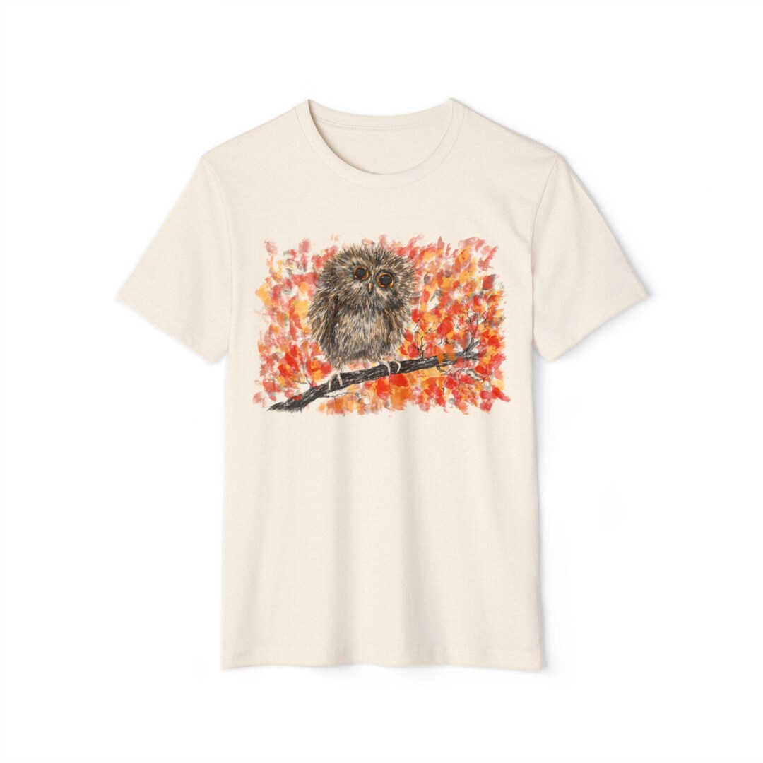 Organic Owl T-shirt, Eco-friendly Nature Tee, Fall Fashion, Graphic Tee ...