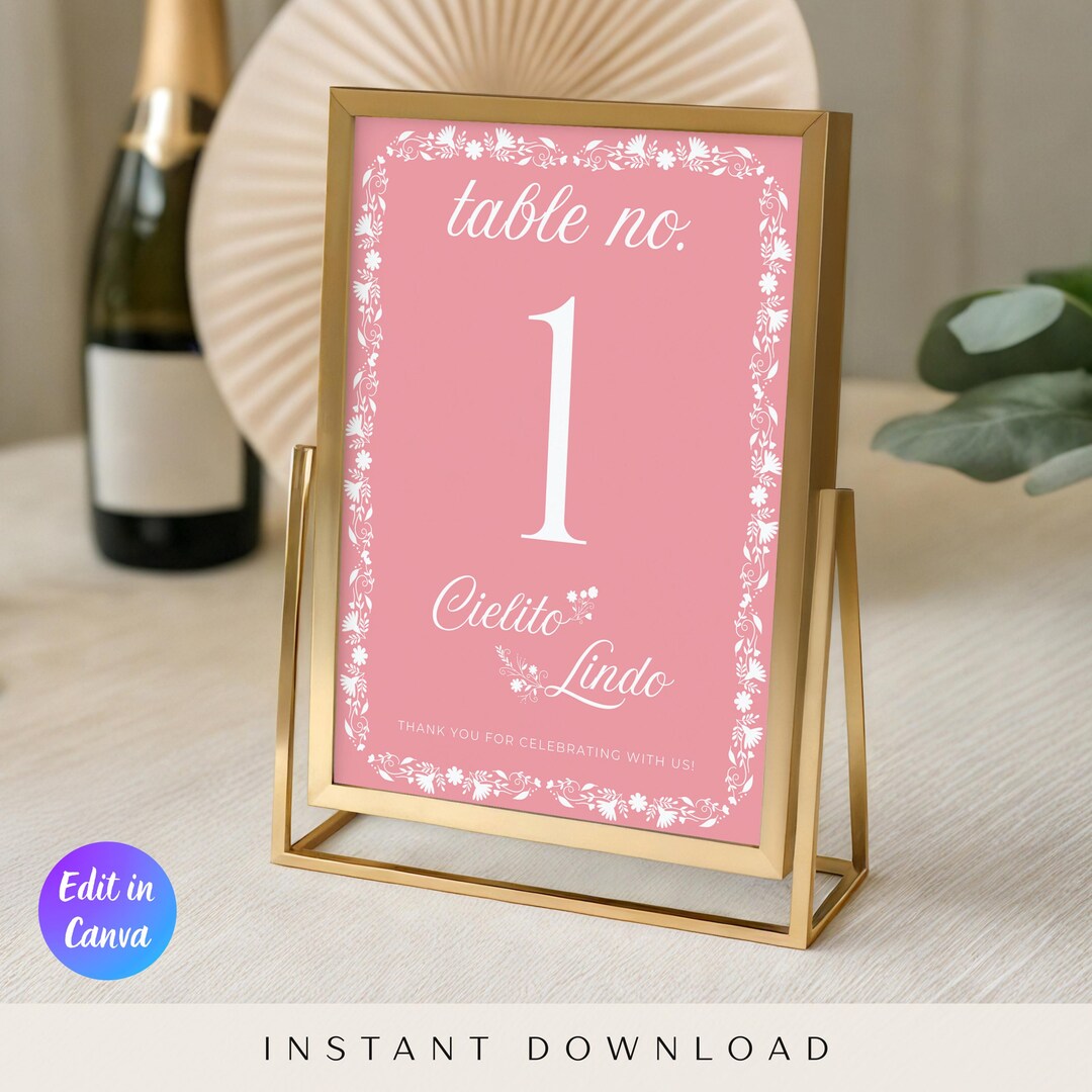Editable Cielito Lindo Table Number Sign Template, Mexican Talavera ...