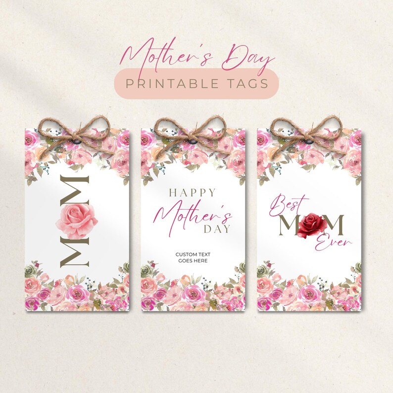 Editable Mother's Day Gift Tags, Mothers Day Treat Tag, Happy Mothers ...