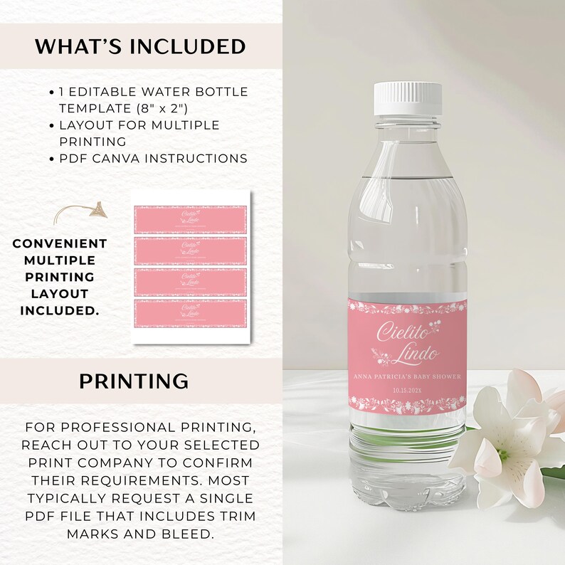Editable Cielito Lindo Baby Shower Water Bottle Label, Mexican Talavera ...