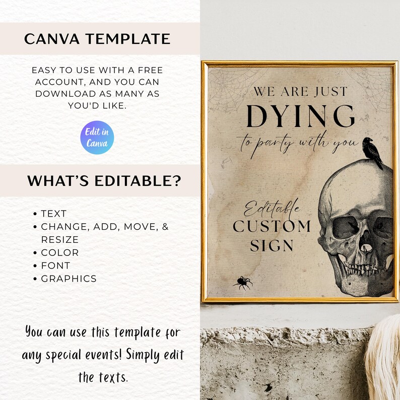 Vintage Halloween Party Custom Sign Template, Printable Halloween Party ...