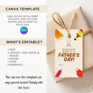 Editable Father's Day Gift Tags Template, BBQ Father's Day Tags, Happy ...
