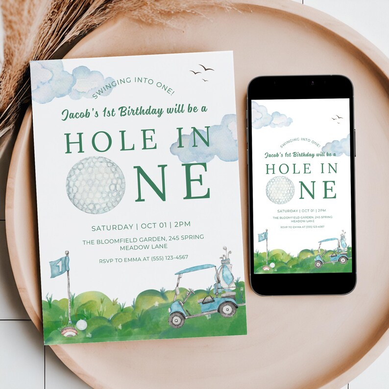 Hole in One Photo Milestone Sign, Golf First Birthday Photo Poster ...